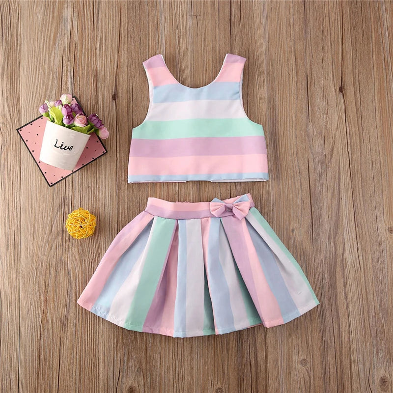 Rainbow Stripes 2pcs Outfits (12M - 3T) – Mom And Bebe